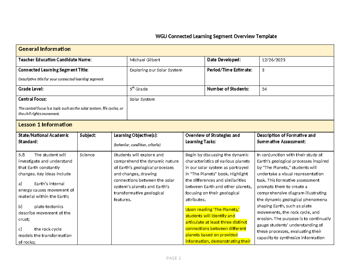 Lit task 2 rev - WGU Connected Learning Segment Overview Template ...