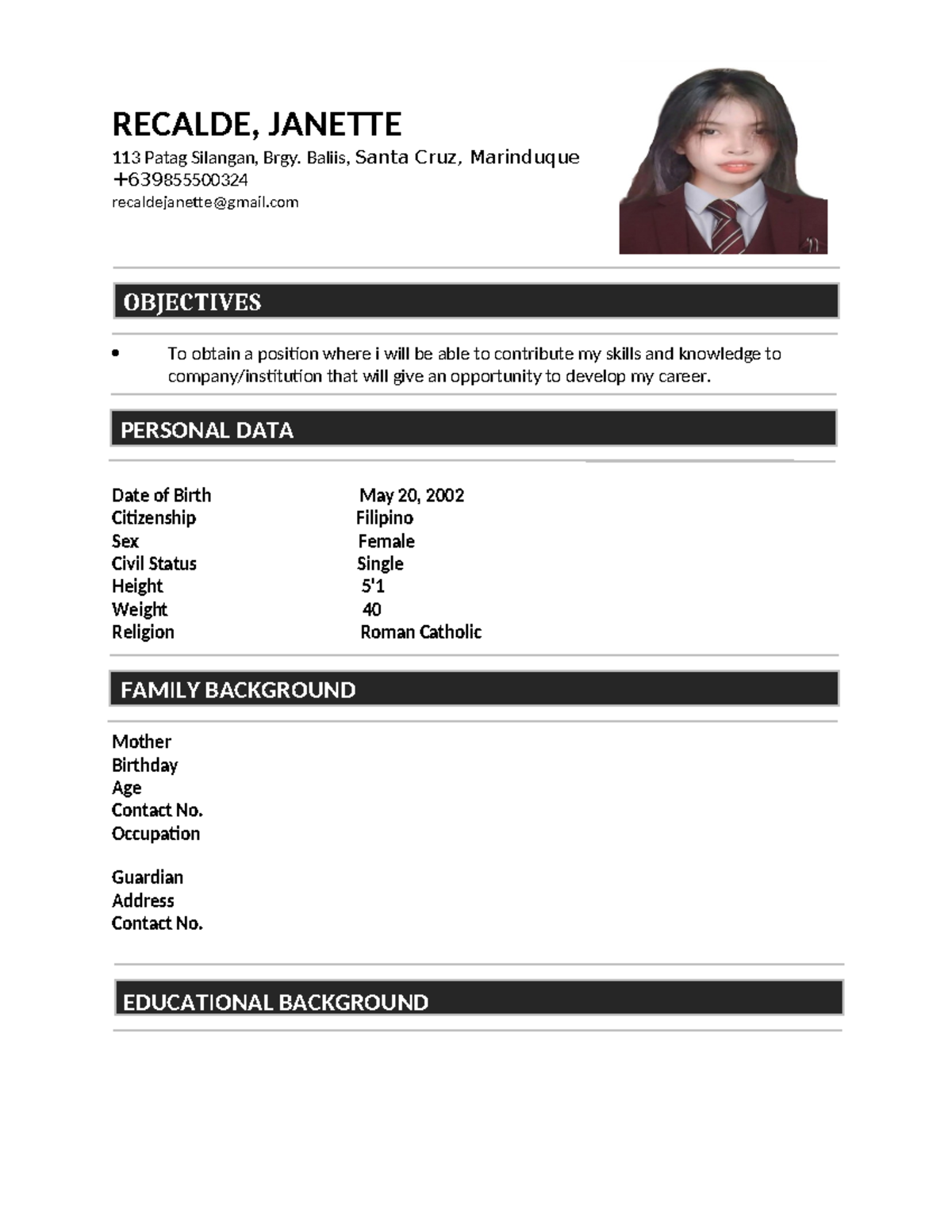 Resume janet-1 - Summary Introduction to Business Management - RECALDE ...