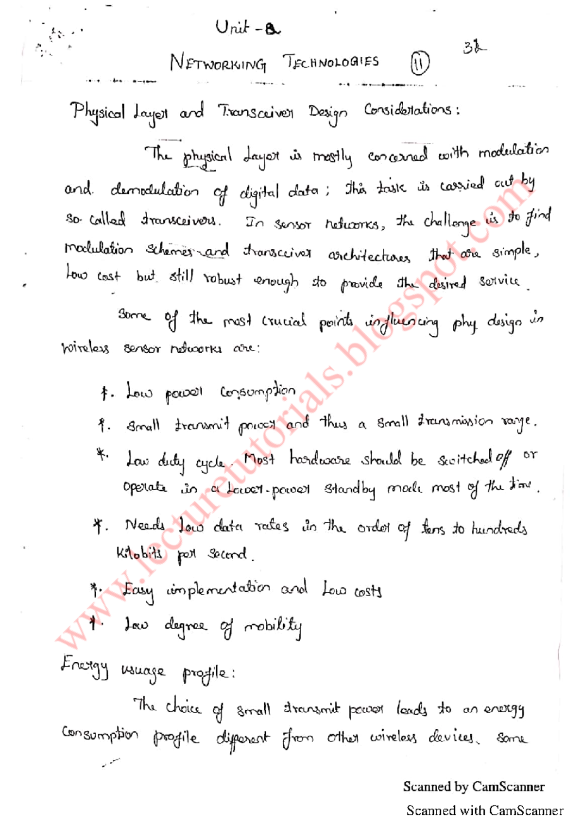 UNIT-2 - wsn - B.tech - Studocu