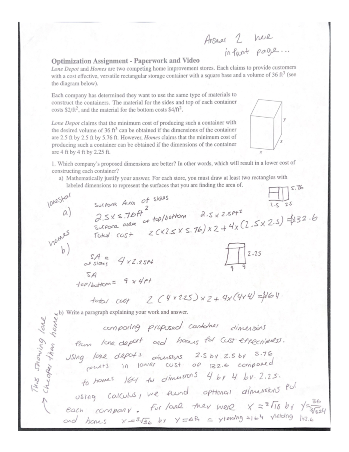 Optimization Assignment - Paperwork and Video - MATH140 - Studocu