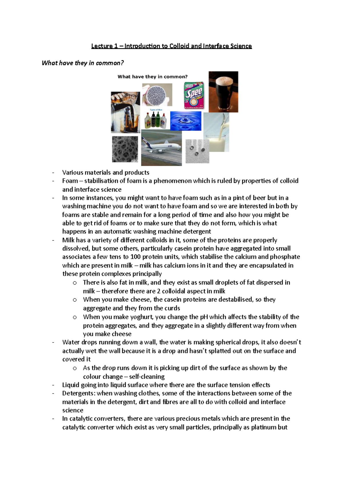 Lecture 1 – Introduction to Colloid and Interface Science - Lecture 1 – Introduction to Colloid ...