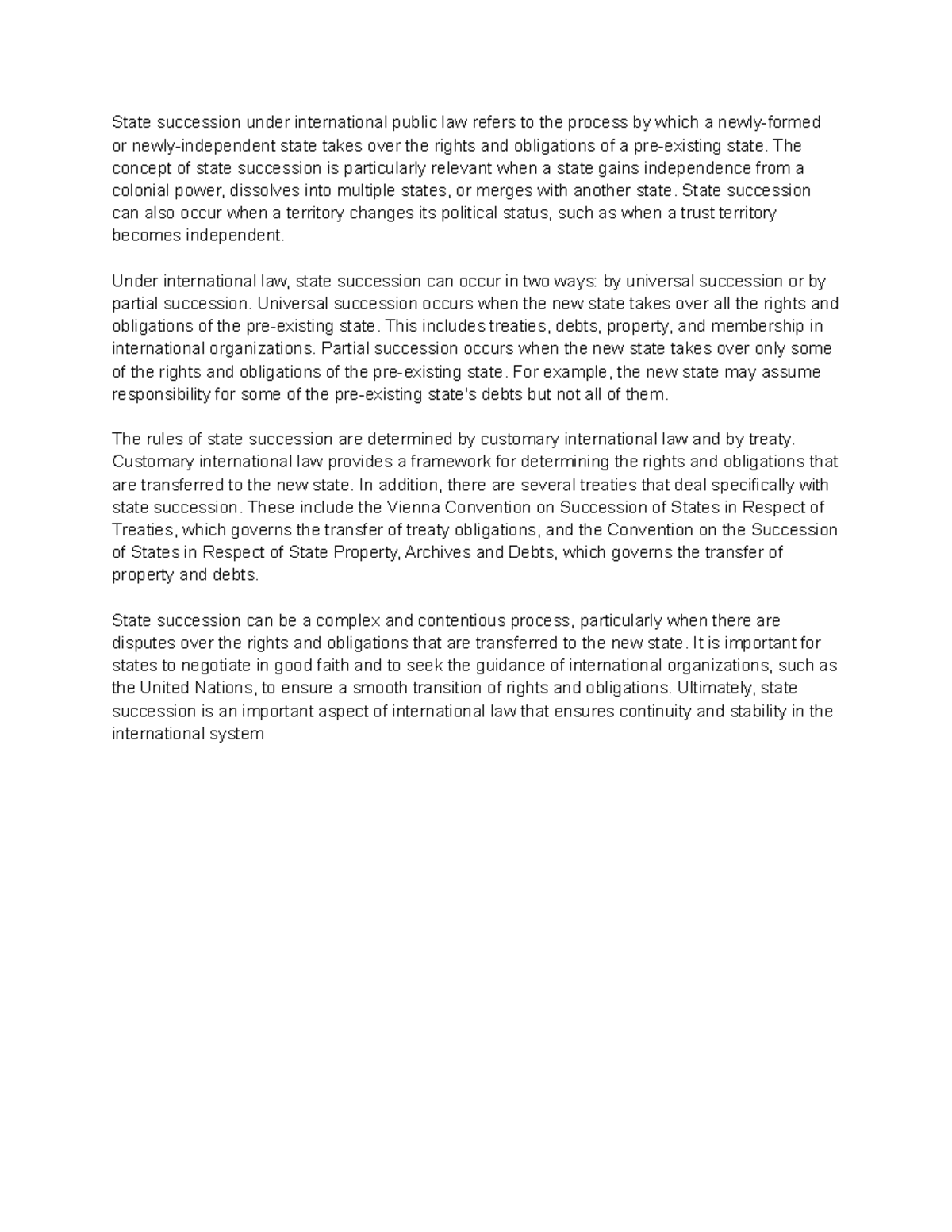 State succession small note - State succession under international ...