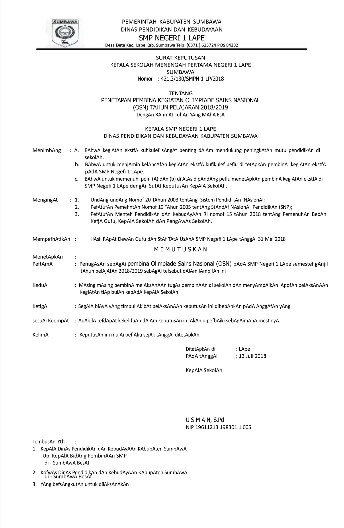 Pdf sk pembina osn - ojg - PEMERINTAH KABUPATEN SUMBAWA DINAS ...