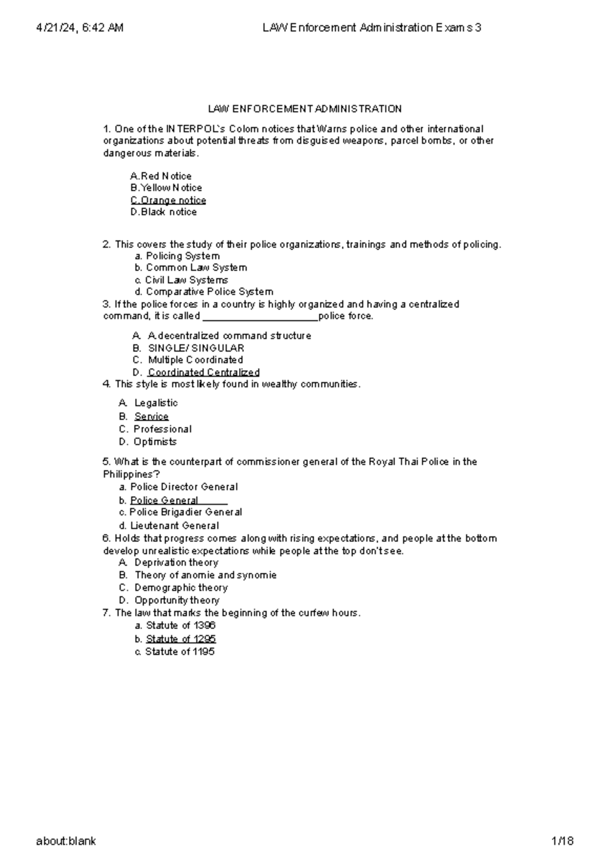 LAW Enforcement Administration - LAW ENFORCEMENT ADMINISTRATION One of ...