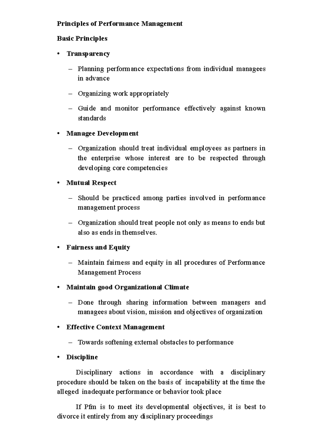 Principles of Performance Management - Fairness and Equity Maintain ...