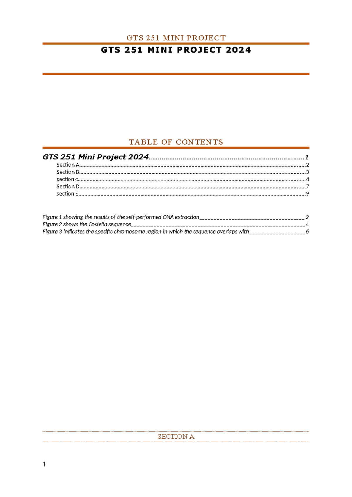 GTS 251 Mini Project 2024 - TABLE OF CONTENTS - GTS 251 MINI PROJECT ...