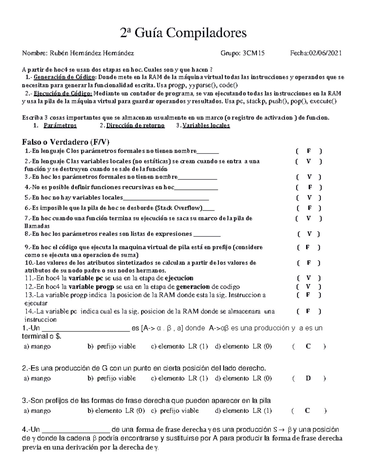 Guía2 - 2 a Guía Compiladores Nombre: Rubén Hernández Hernández Grupo: 3CM15 Fecha:02/06/ A ...