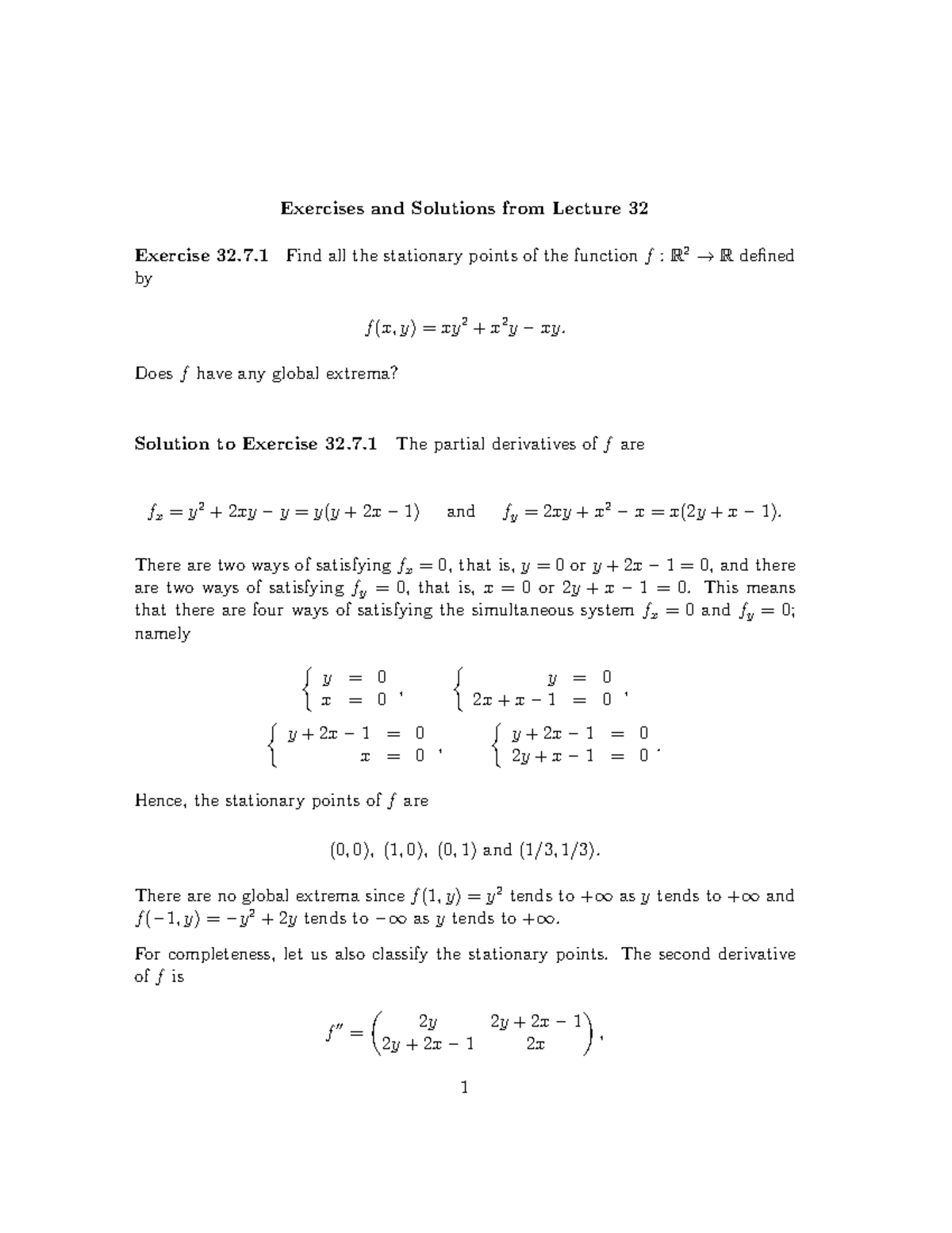 Exercise 32 - Exercises and Solutions from Lecture 32 Exercise 32.7 ...