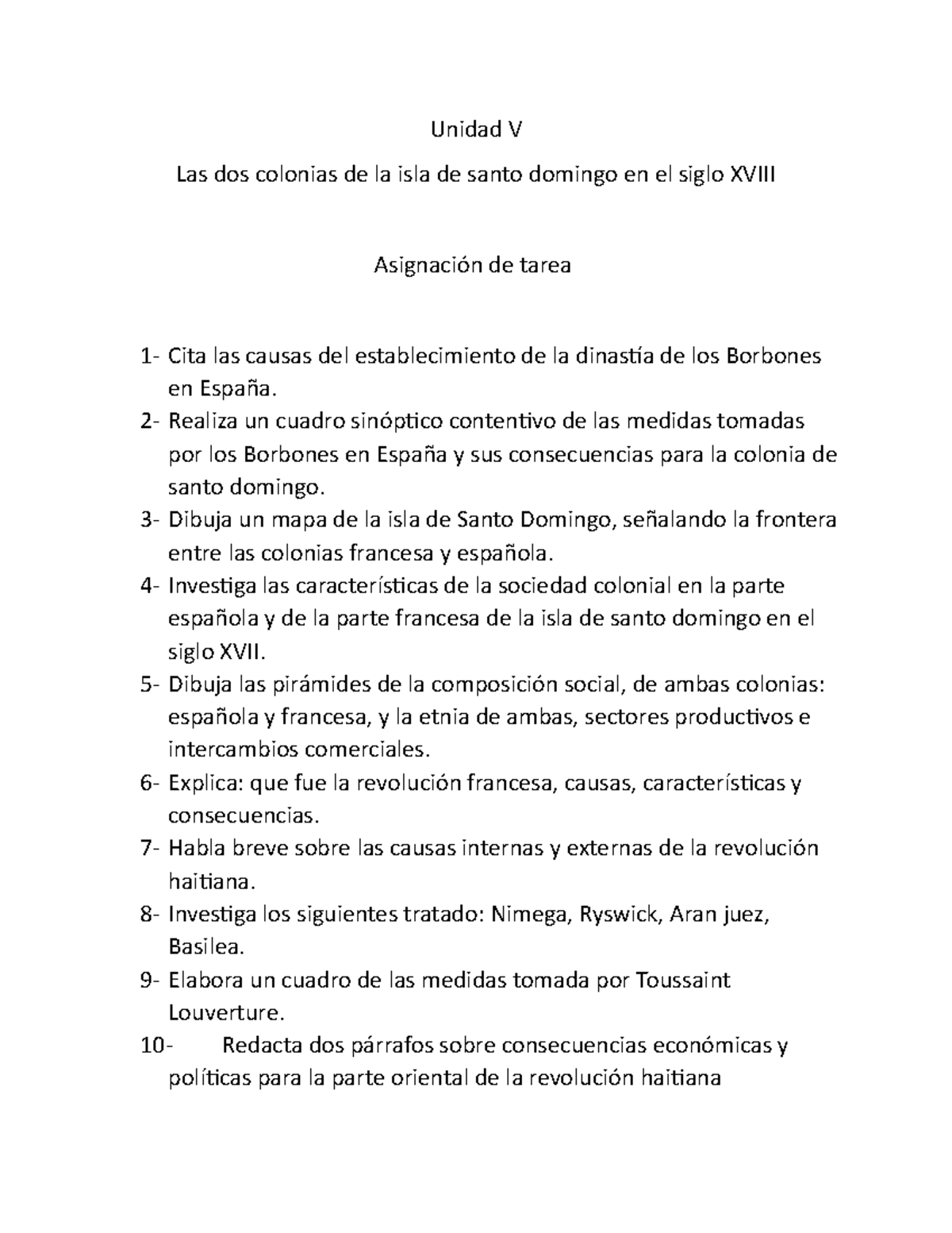 Unidad V - cjejdbdhdjd - Unidad V Las dos colonias de la isla de santo domingo en el siglo XVIII ...