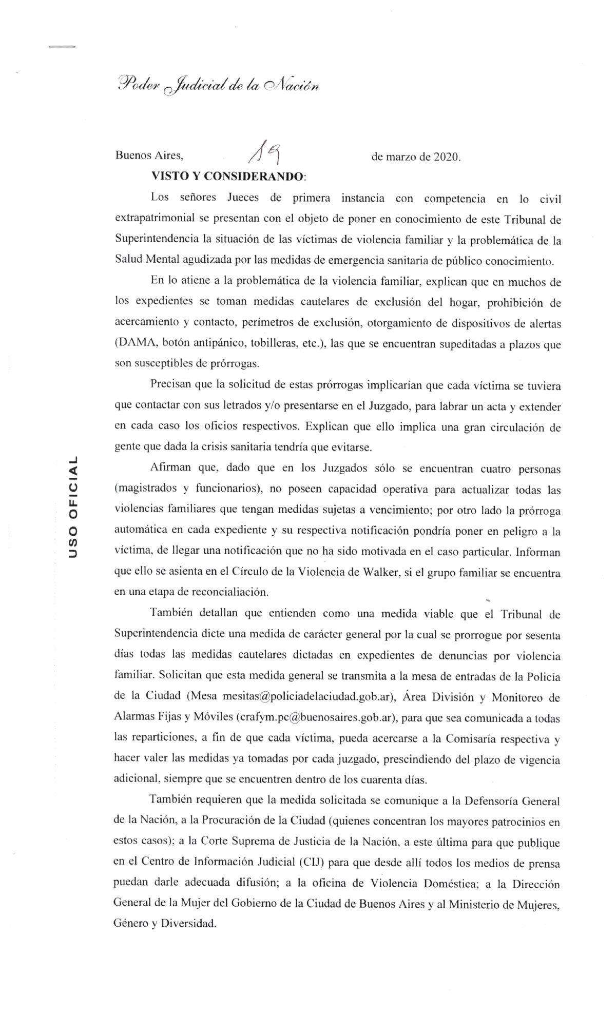 Resol CNCiv Medidas cautelares exptes familia 19 Marzo 2020 - Práctica ...