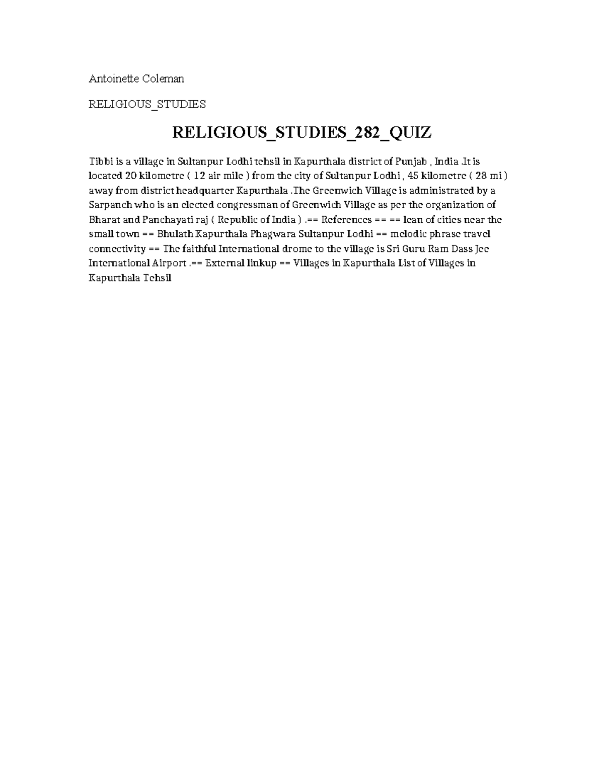 Religious Studies 282 QUIZ - Antoinette Coleman RELIGIOUS_STUDIES ...