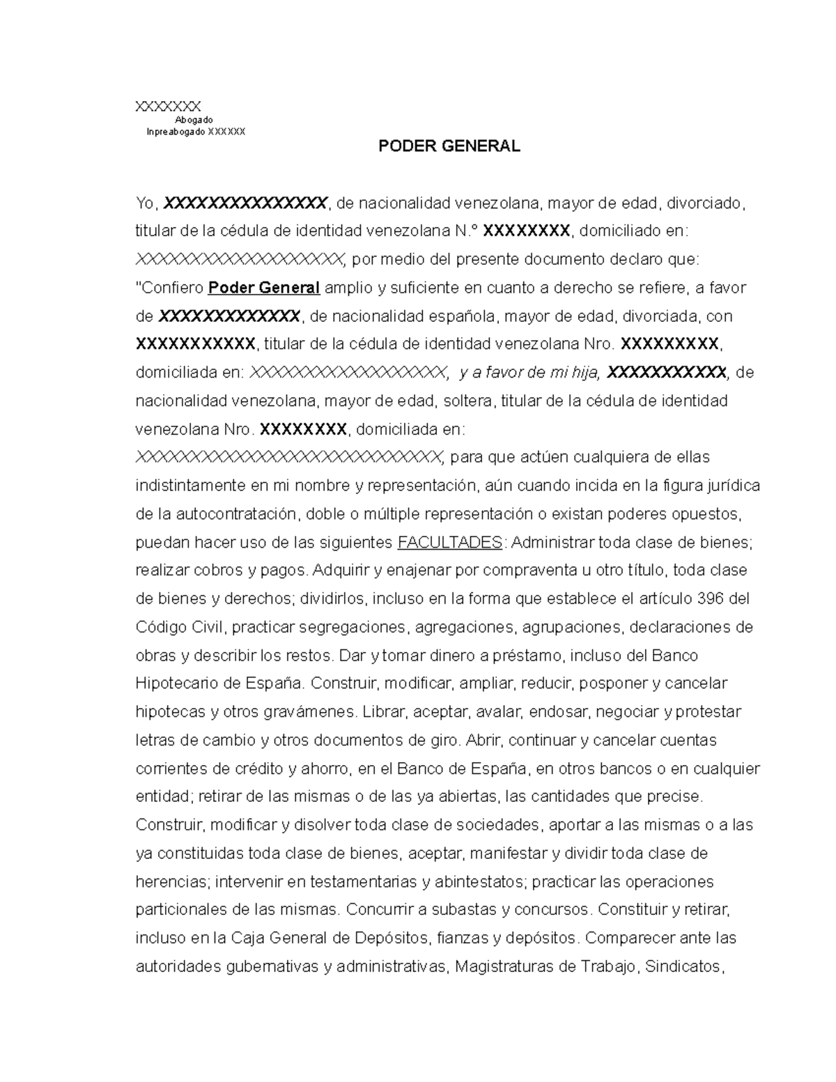 Poder GRAL DE Administración DE Bienes - XXXXXXX Abogado Inpreabogado ...