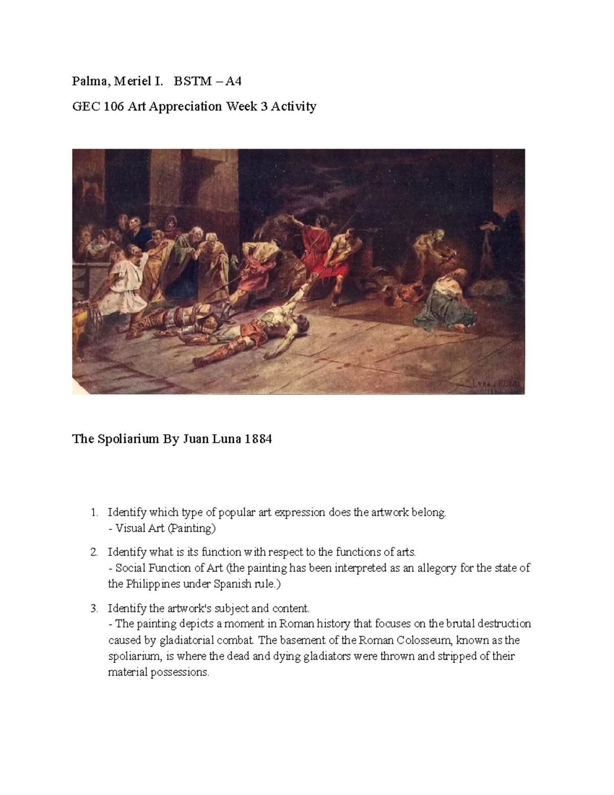 Palma Meriel Art Appreciation - Palma, Meriel I. BSTM – A GEC 106 Art ...