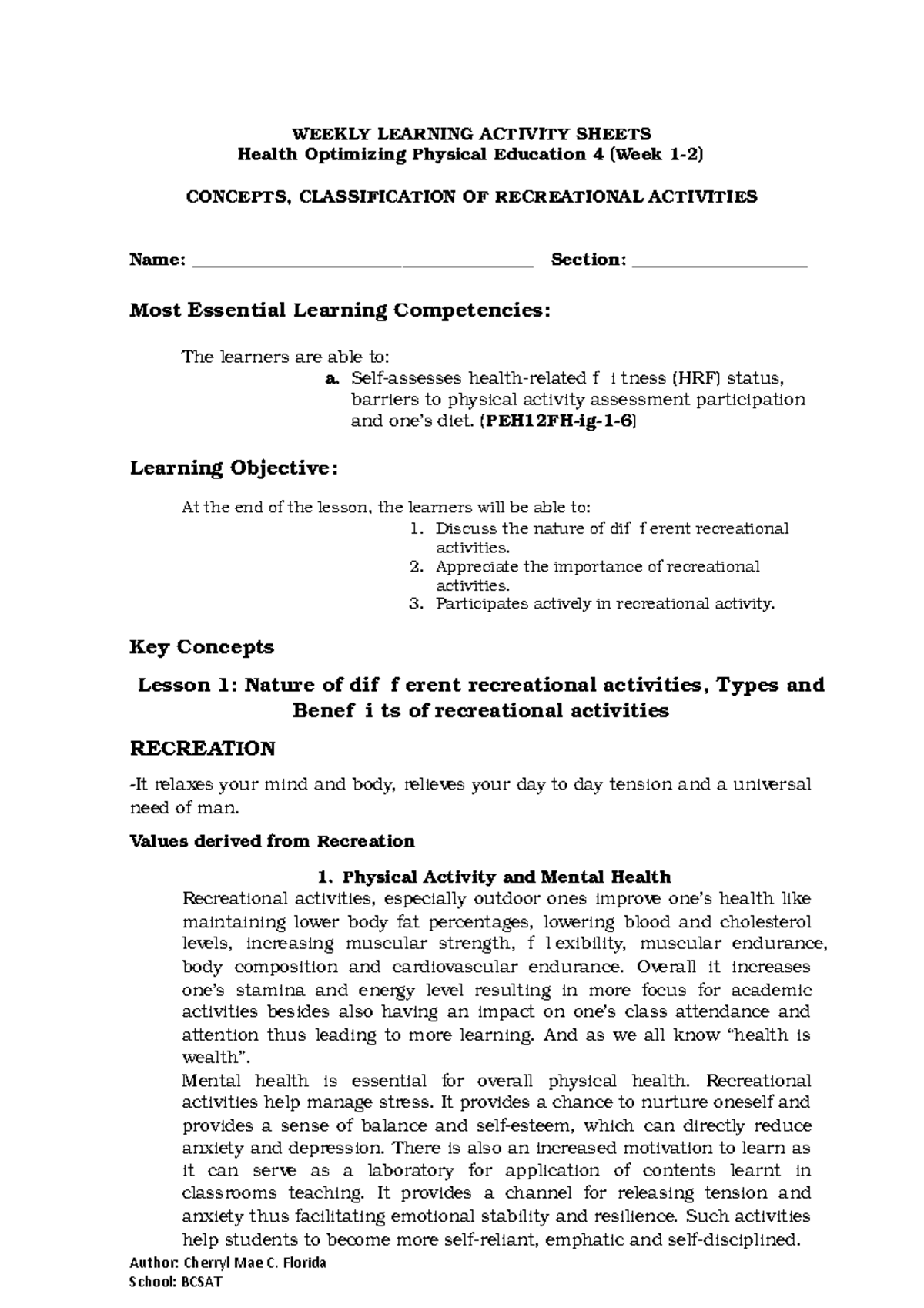 Hope-4-w-1-2-las-recreation compress - WEEKLY LEARNING ACTIVITY SHEETS ...