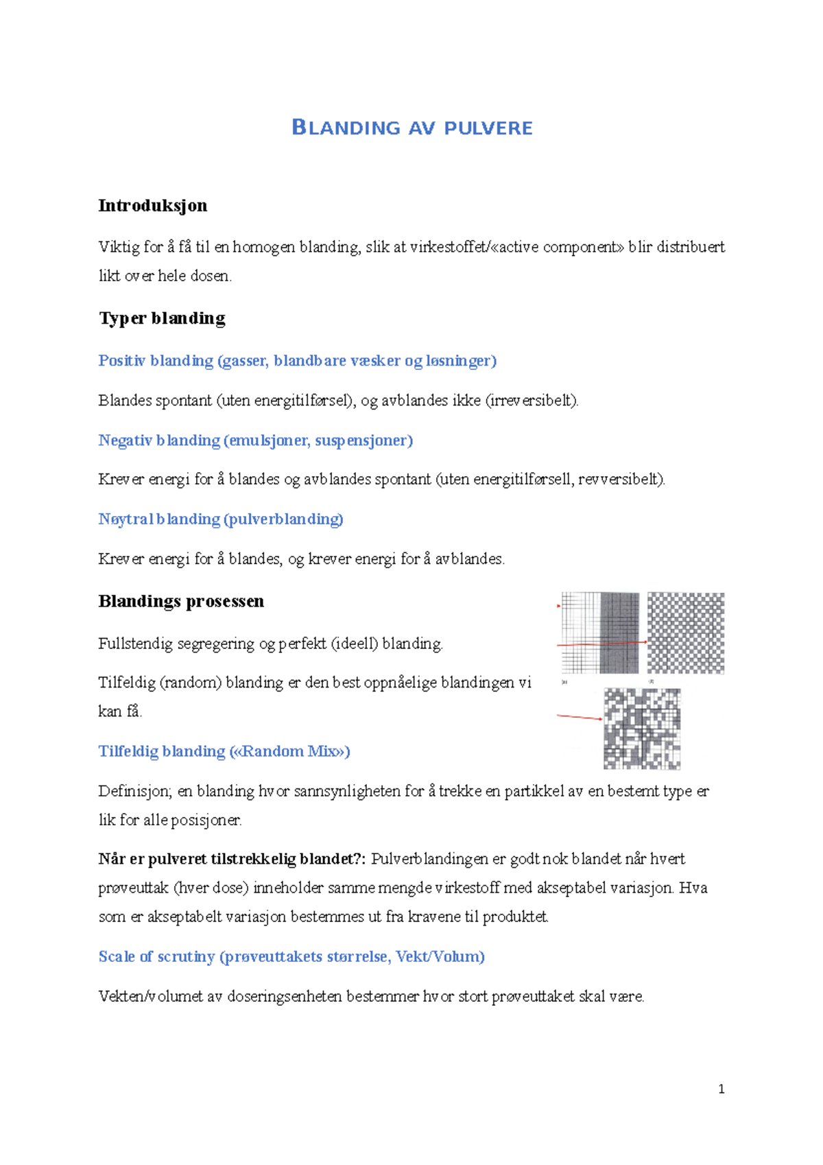 Blanding av pulvere - BLANDING AV PULVERE Introduksjon Viktig for å få ...