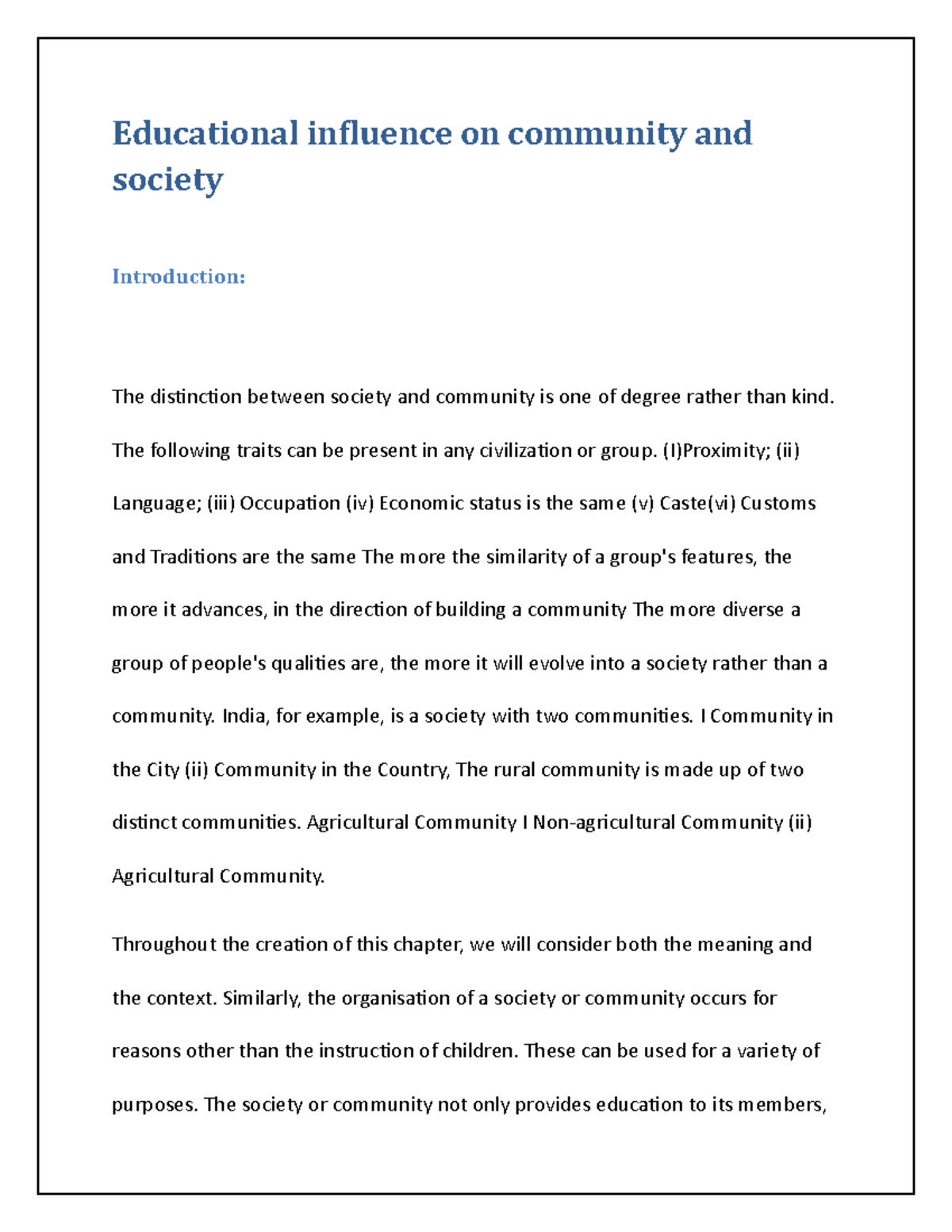 Educational influence on community and society - Educational influence ...