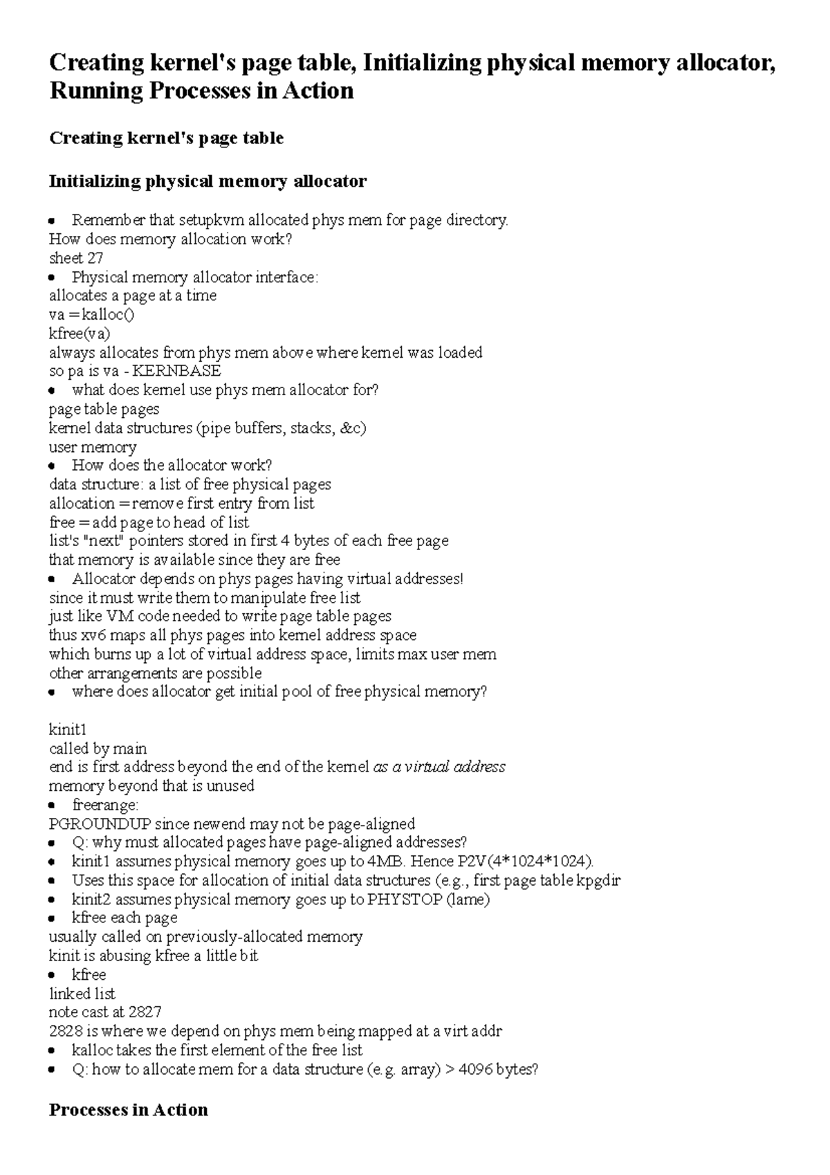 L16 - Operating Systems - Creating kernel's page table, Initializing physical memory allocator ...