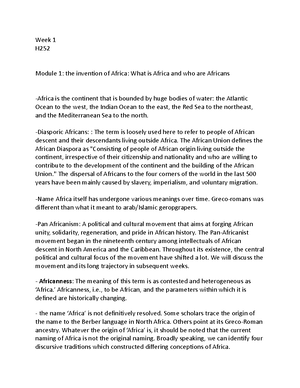 WEEK 3 - History of modern Africa - week 3 notes - Week 3 H252 lecture ...