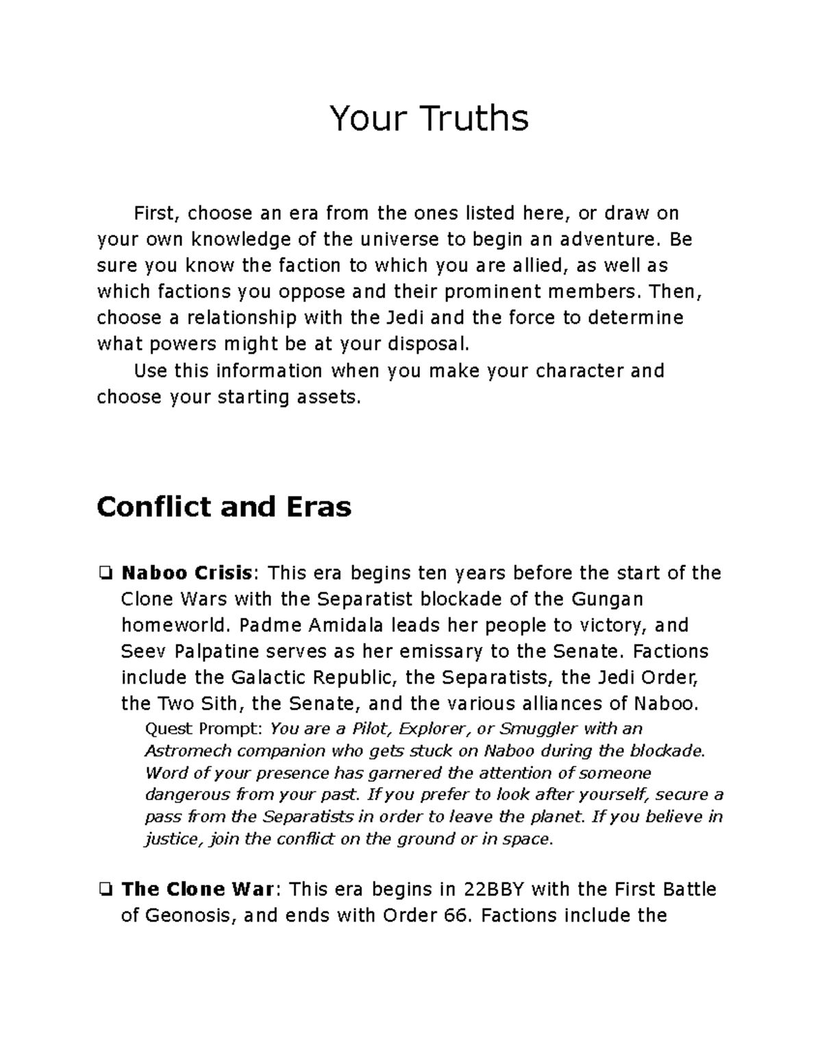 01 - Your Truths - Jogos de criatividade - Your Truths First, choose an ...