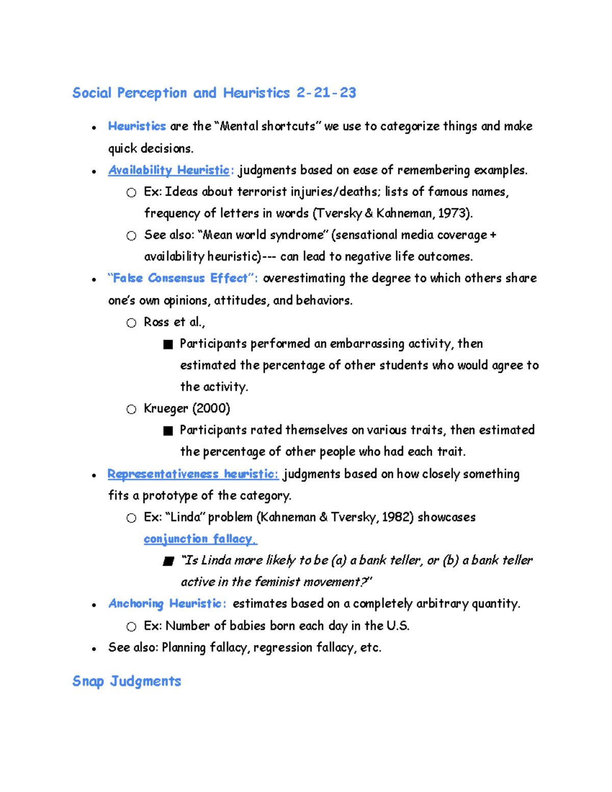 Social Perception and Heuristics 2-21-23 - Social Perception and ...