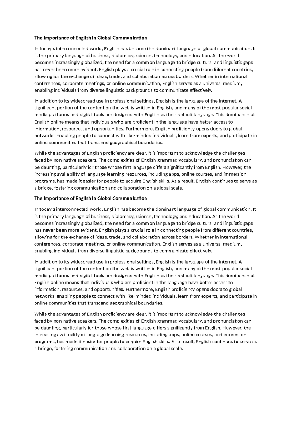 The Importance of English in Global Communication - It is the primary ...