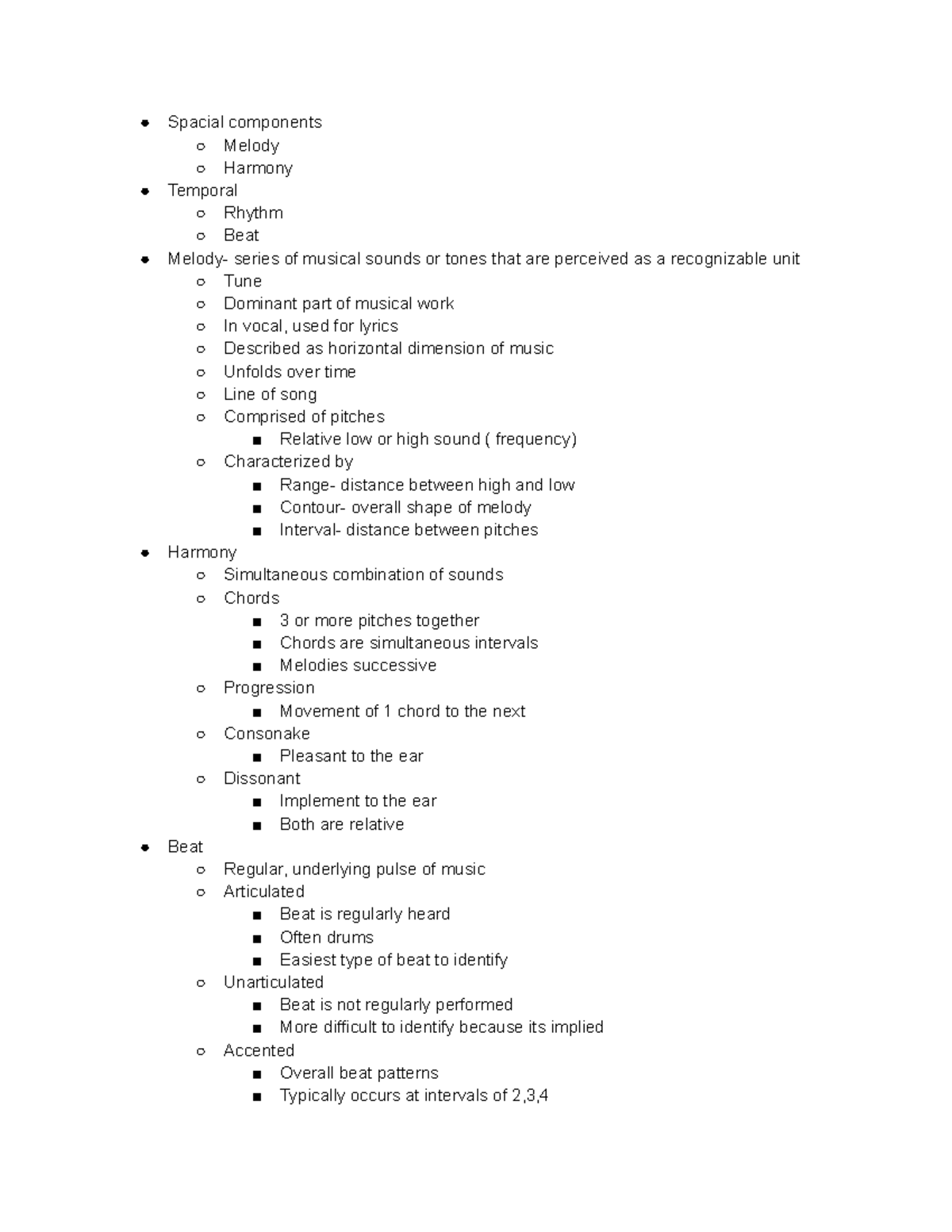 MUS 186 ch 1 - Dr. Garcia Fall 2022 Notes from chapter 2 - Spacial ...