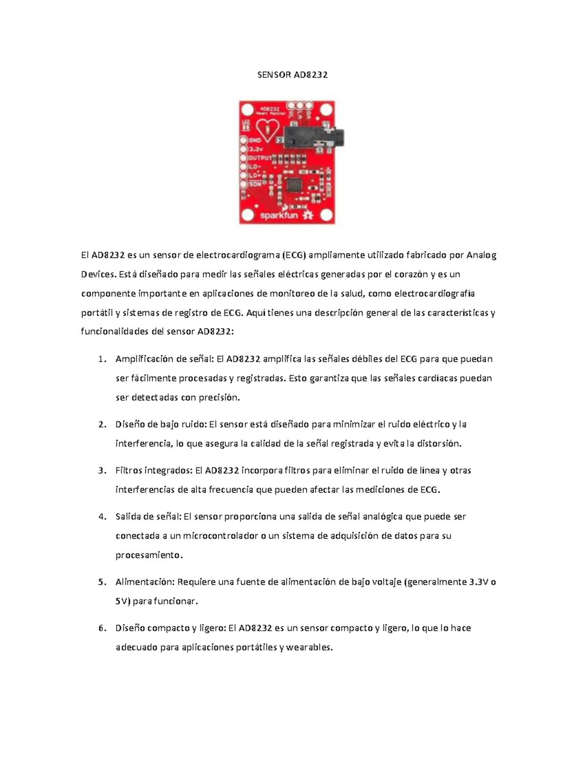 Sensor AD8232PDF - datasheet AD823 - SENSOR AD El AD8232 es un sensor ...