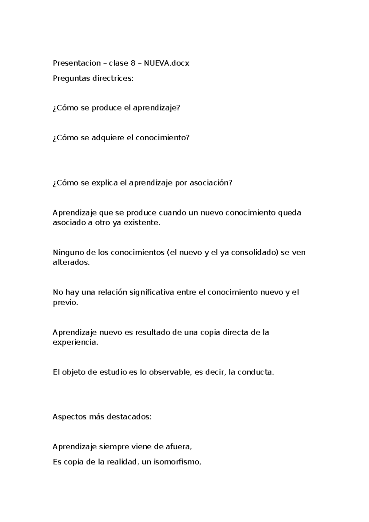 Psicologia presentacion 8 - Presentacion – clase 8 – NUEVA Preguntas ...