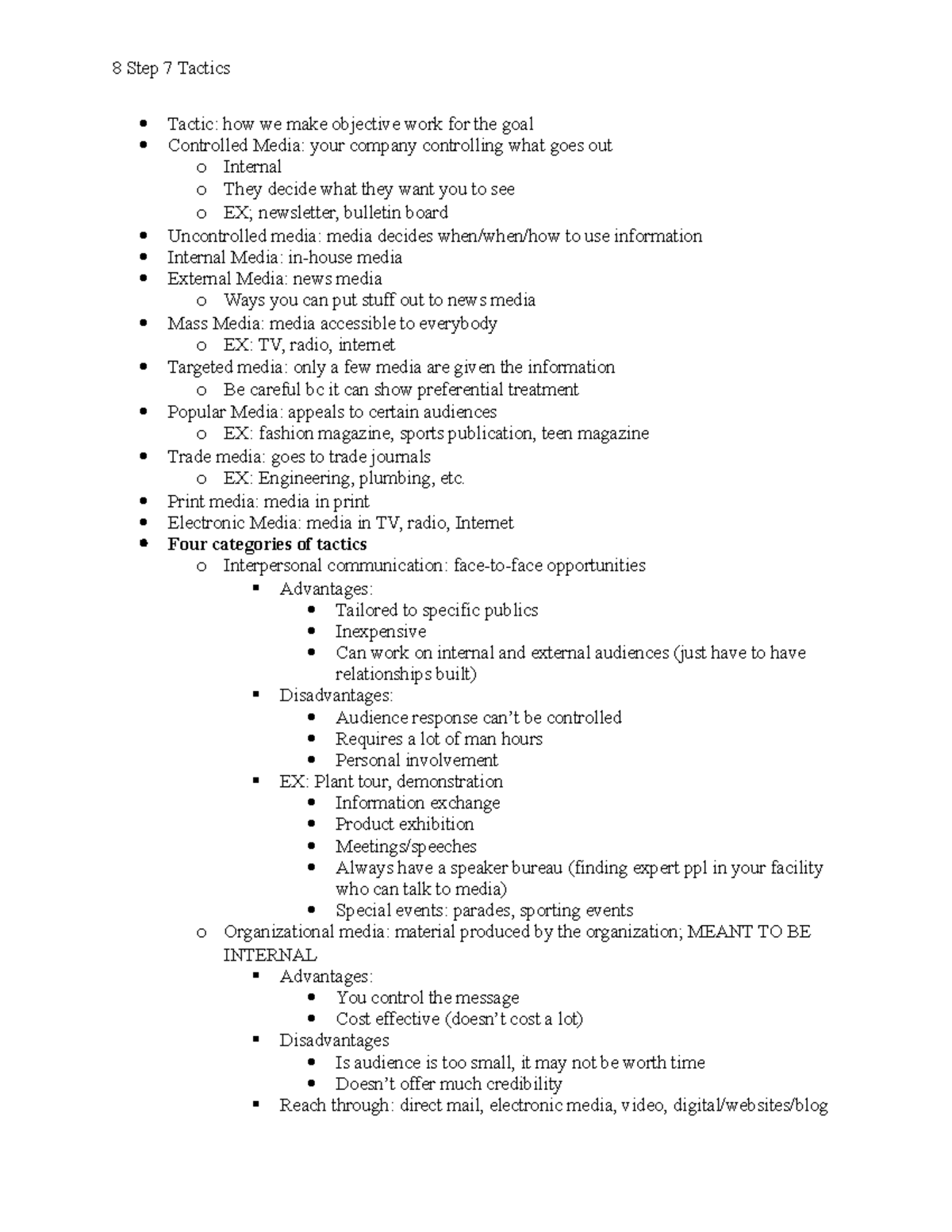 8 Step 7 Tactics - Lecture notes 3 - 8 Step 7 Tactics Tactic: how we ...