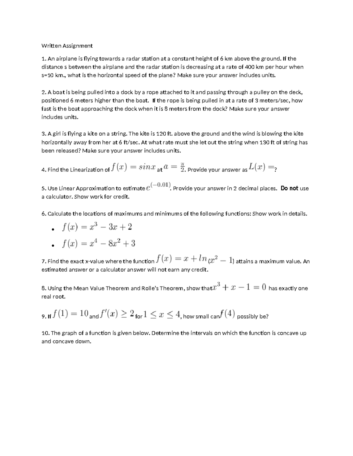 Written Assignment Unit 6 - Written Assignment 1. An airplane is flying towards a radar station ...