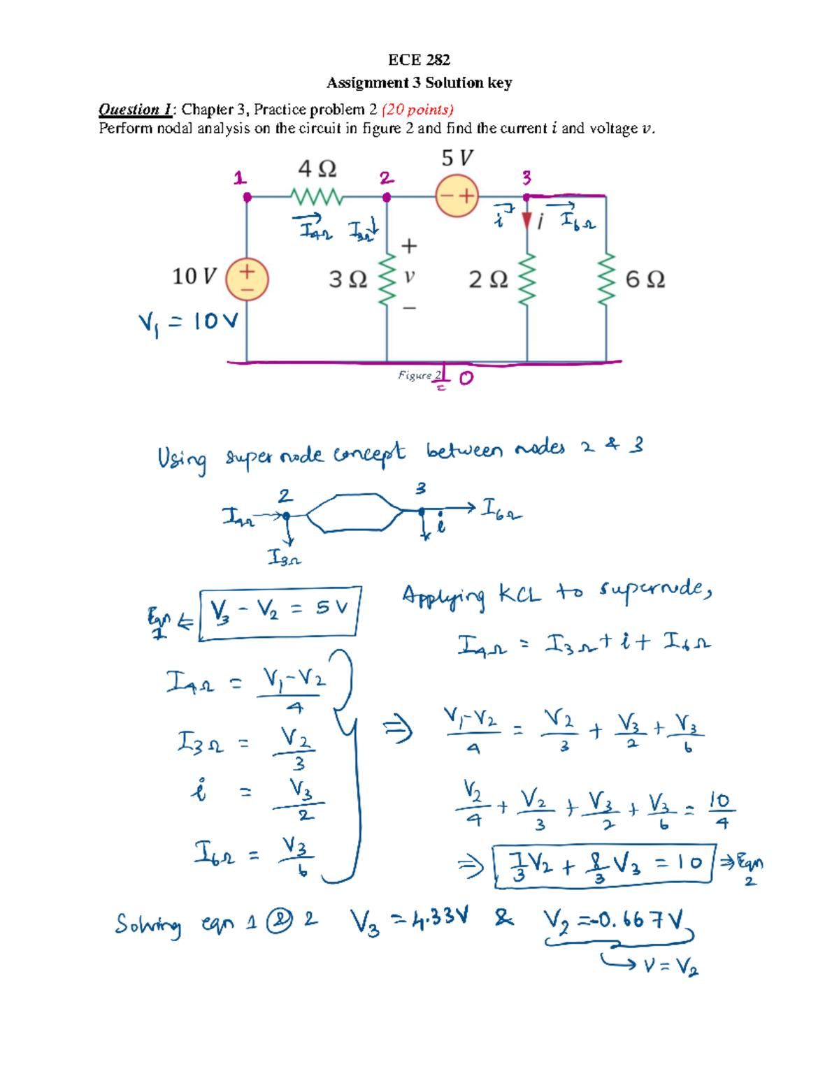 ECE 282 Assignment 3 Solutionkey - ECE 282 - ECE 282 Assignment 3 ...