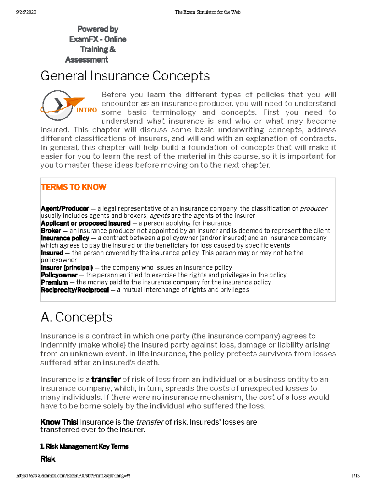 1 General Insurance Concepts (Life) - GeúeĖal IúĝĬĖaúce CăúceēĦĝ Before ...