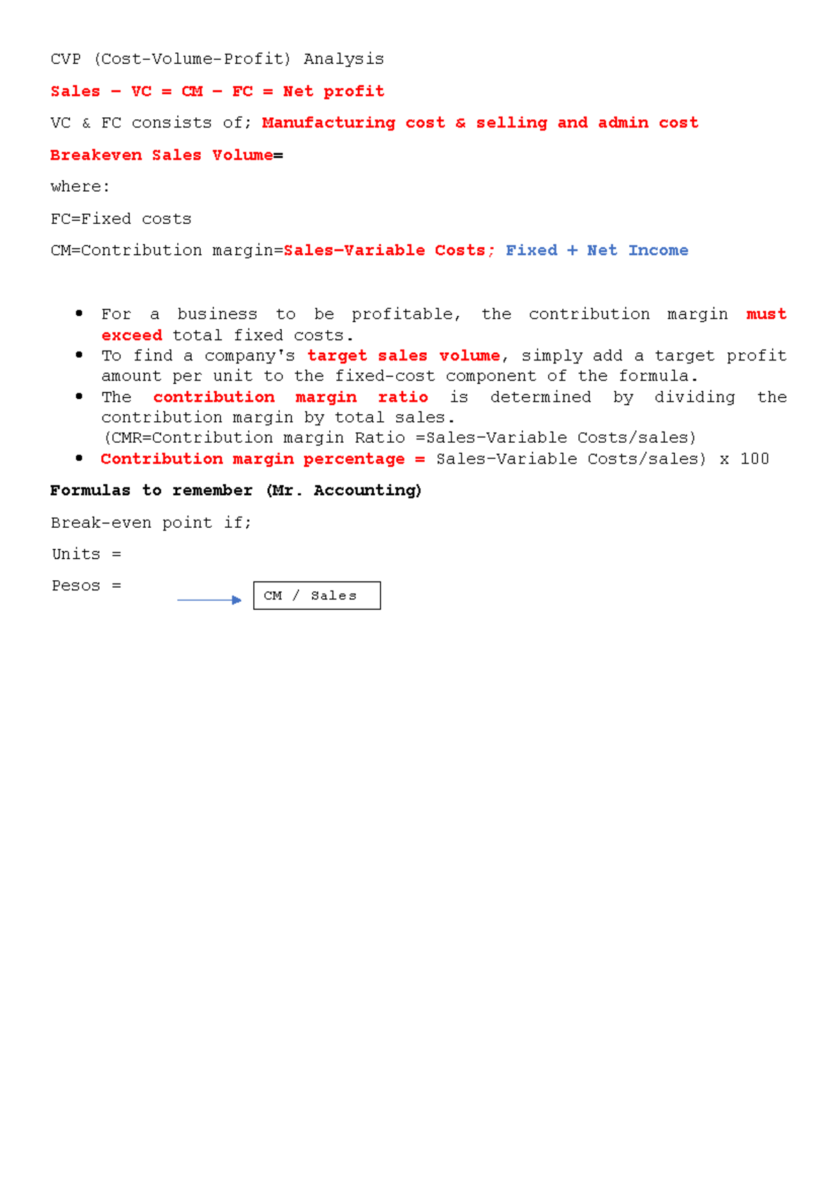 CVP- Analysis - Good - CVP (Cost-Volume-Profit) Analysis Sales – VC ...