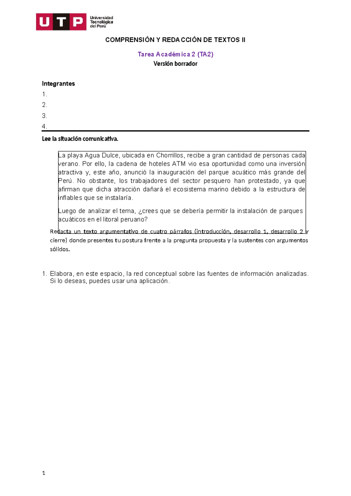 S11Virtual - El texto argumentativo TA2 formato borrador - COMPRENSIÓN Y REDACCIÓN DE TEXTOS II ...