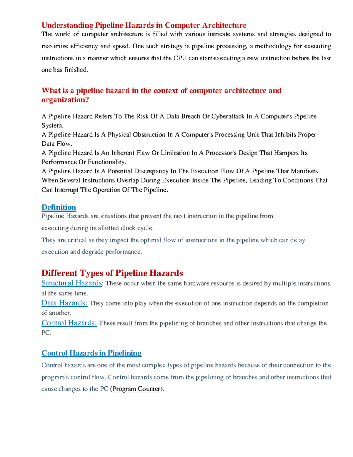 Hazards- Handout - Understanding Pipeline Hazards in Computer Architecture The world of computer ...