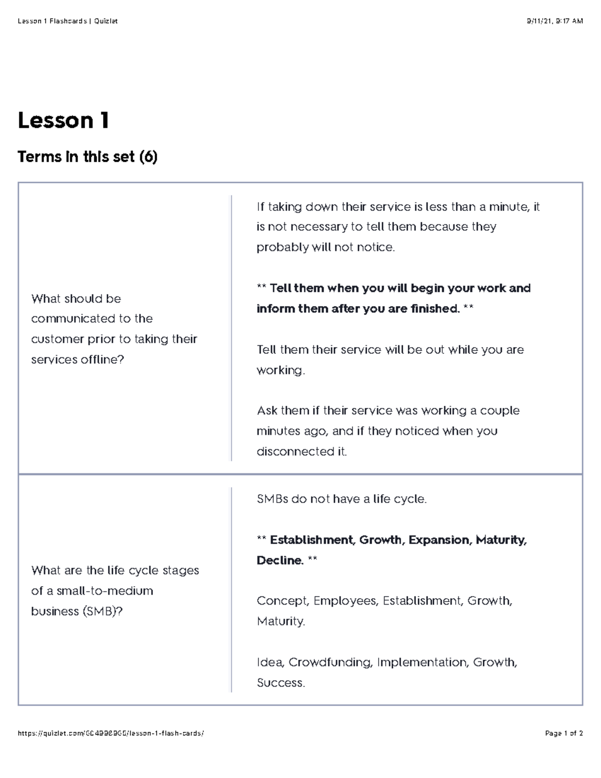 Lesson 1 Flashcards Quizlet - Lesson 1 Flashcards | Quizlet 9/11/21, 9 ...