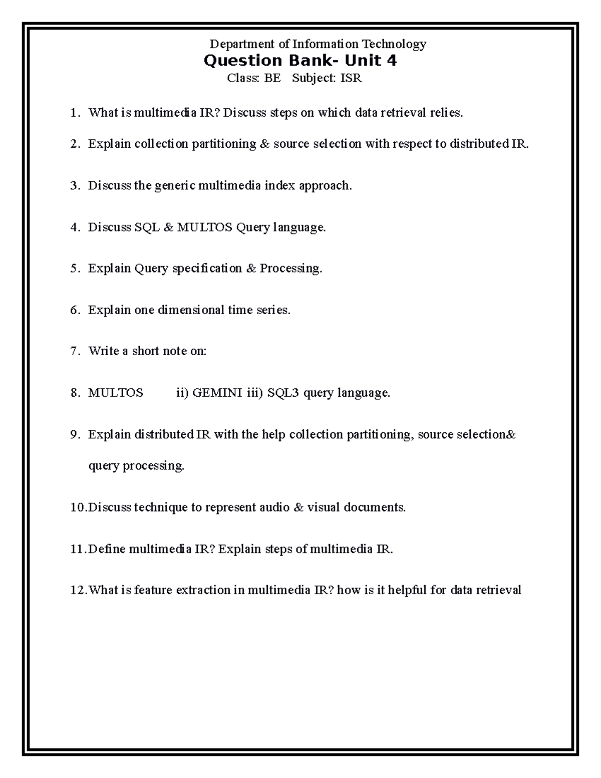 ISR Unit 4-Question Bank - Department of Information Technology ...