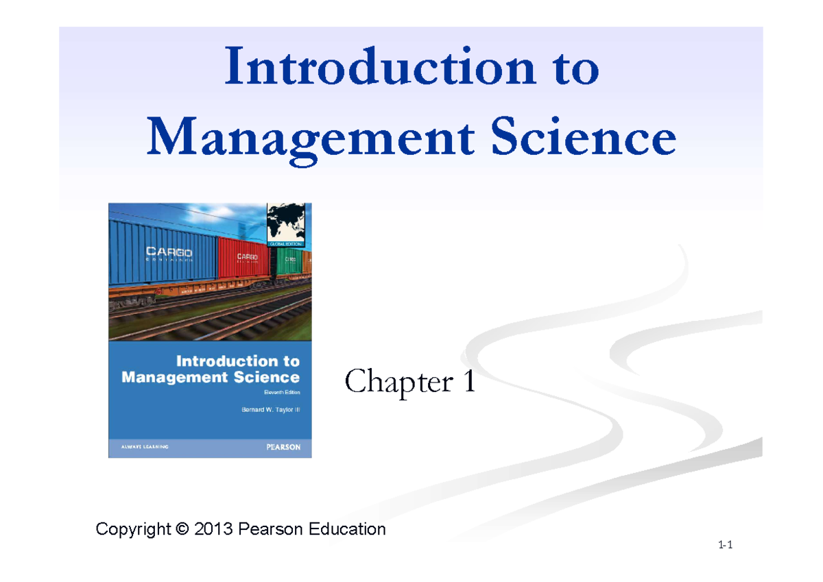 Introduction to Management Science - Copyright © 2013 Pearson Education ...