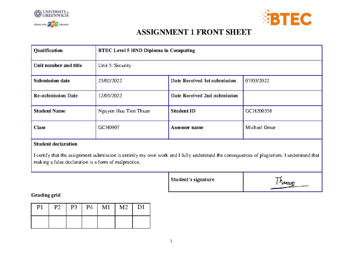 1623-Security-Assignment 1-Nguyen Huu Tien Thuan GCH2003 58 ...