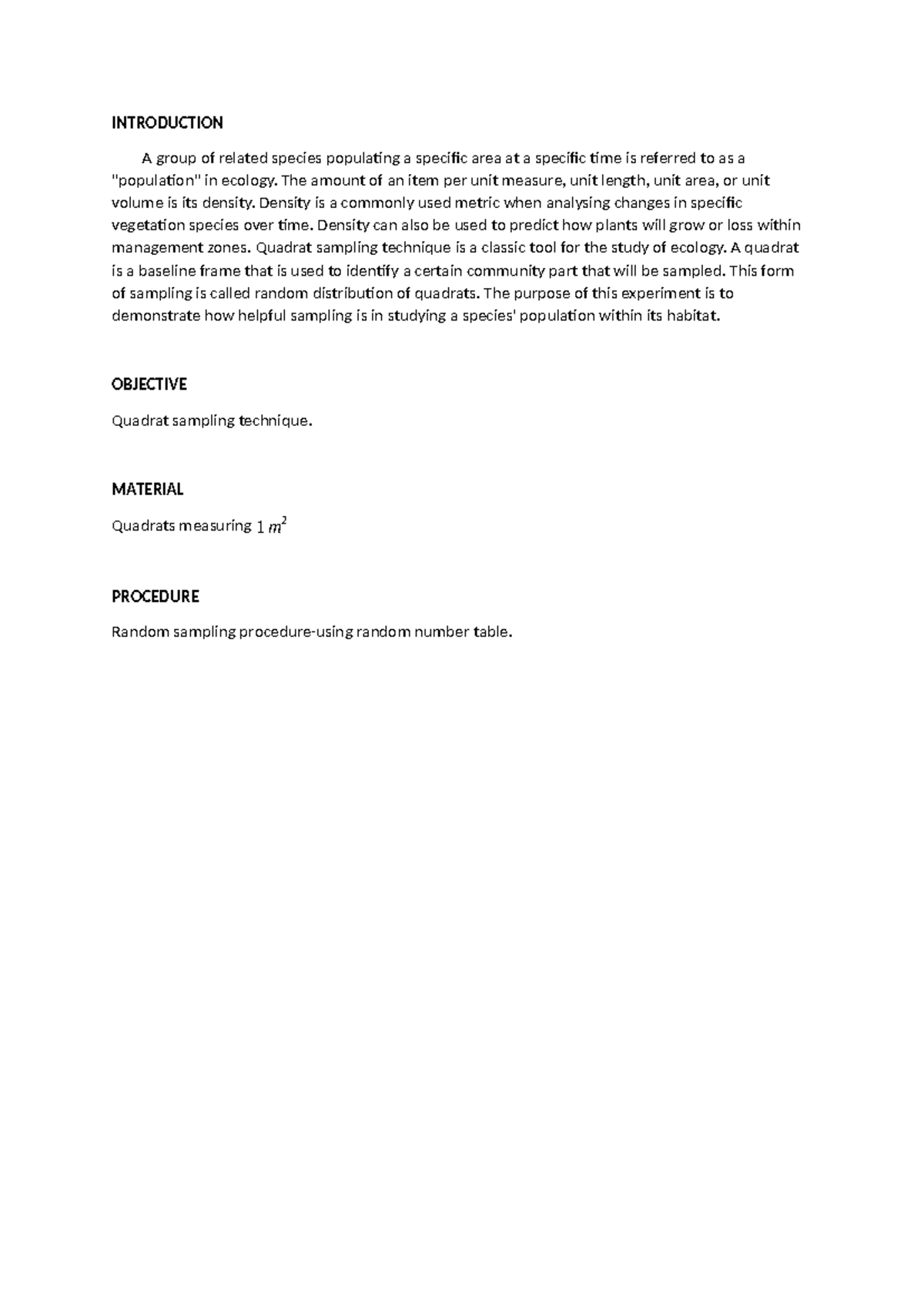 LAB Report BIO330 EKS 1 - INTRODUCTION A group of related species ...