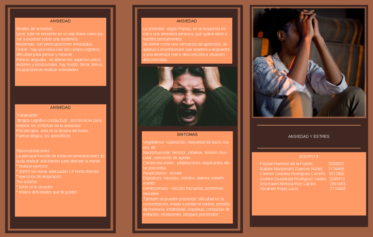 Equipo 5 Triptico Informativo DE EstréS Y Ansiedad - EQUIPO 5 Froylan ...