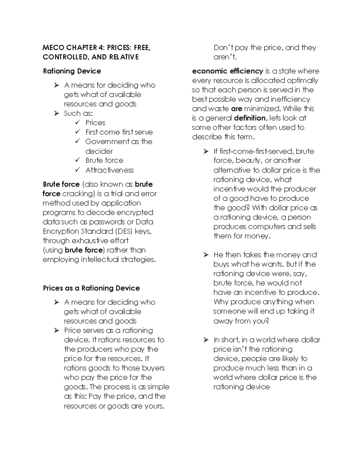 MECO CHAPTER 4: PRICES: FREE, CONTROLLED, AND RELATIVE - MECO CHAPTER 4 ...