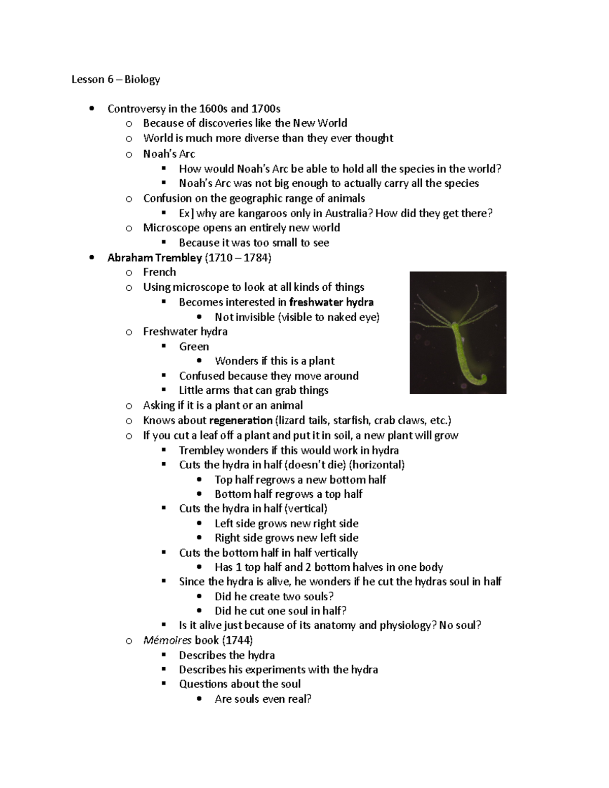 Lesson 6- Biology - Lesson 6 – Biology Controversy in the 1600s and ...