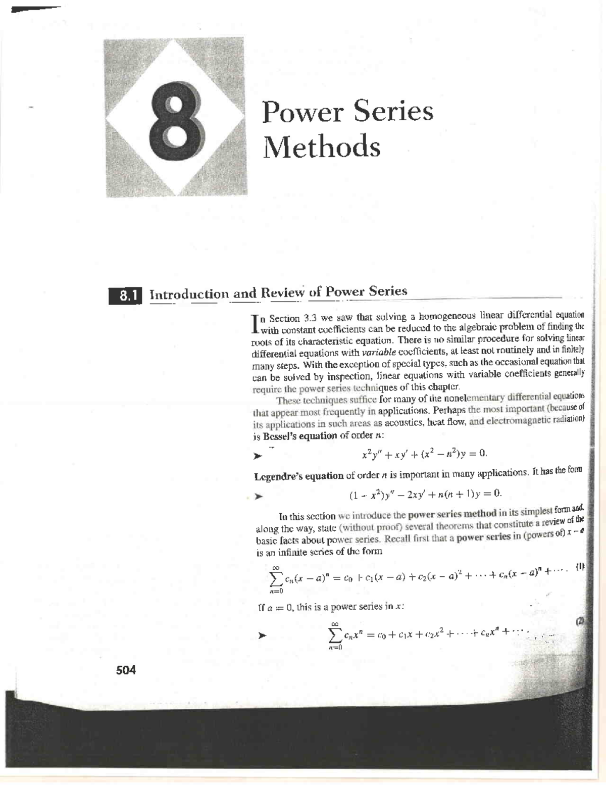 Power series methods - Math 403 - Bed science - Studocu