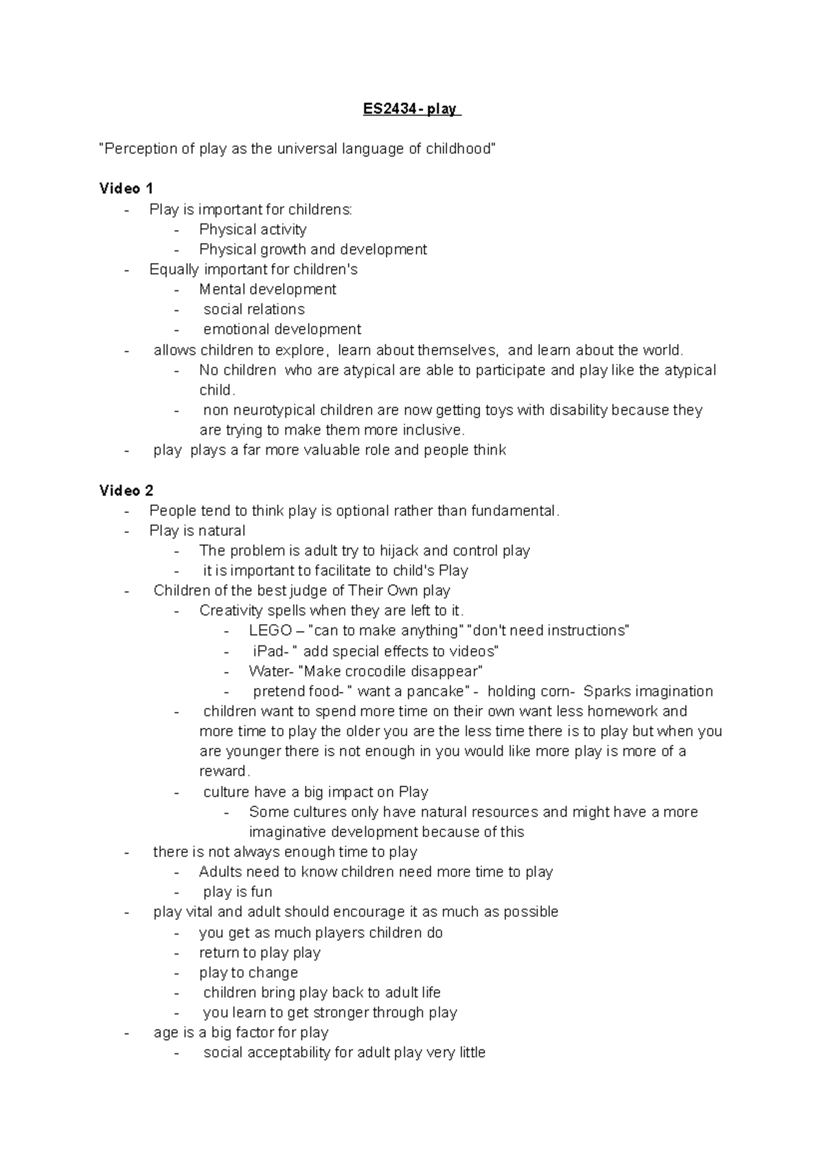 ES2434- 1 - perception of play - ES2434- play “Perception of play as ...