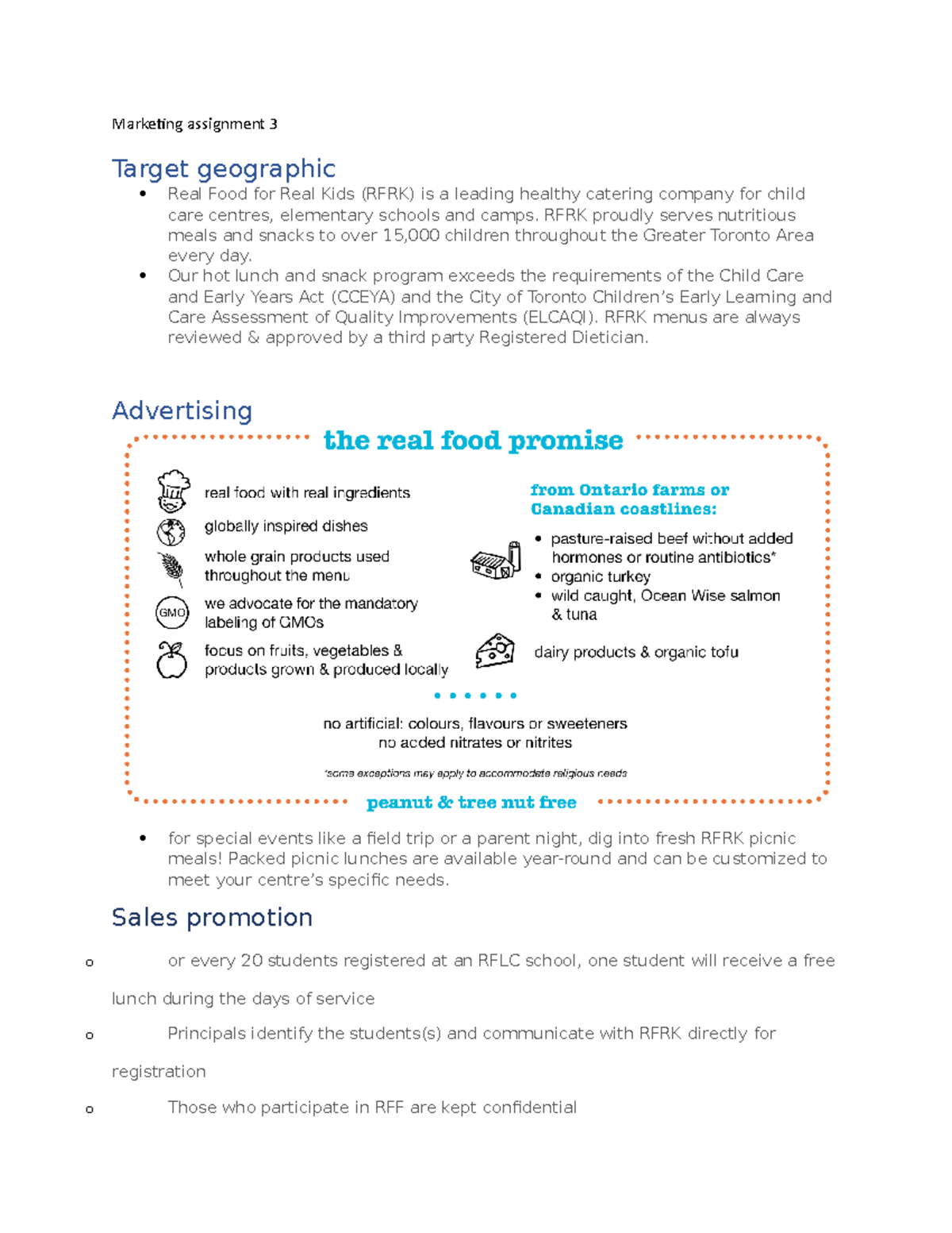 Marketing assignment-2 - RFRK proudly serves nutritious meals and ...