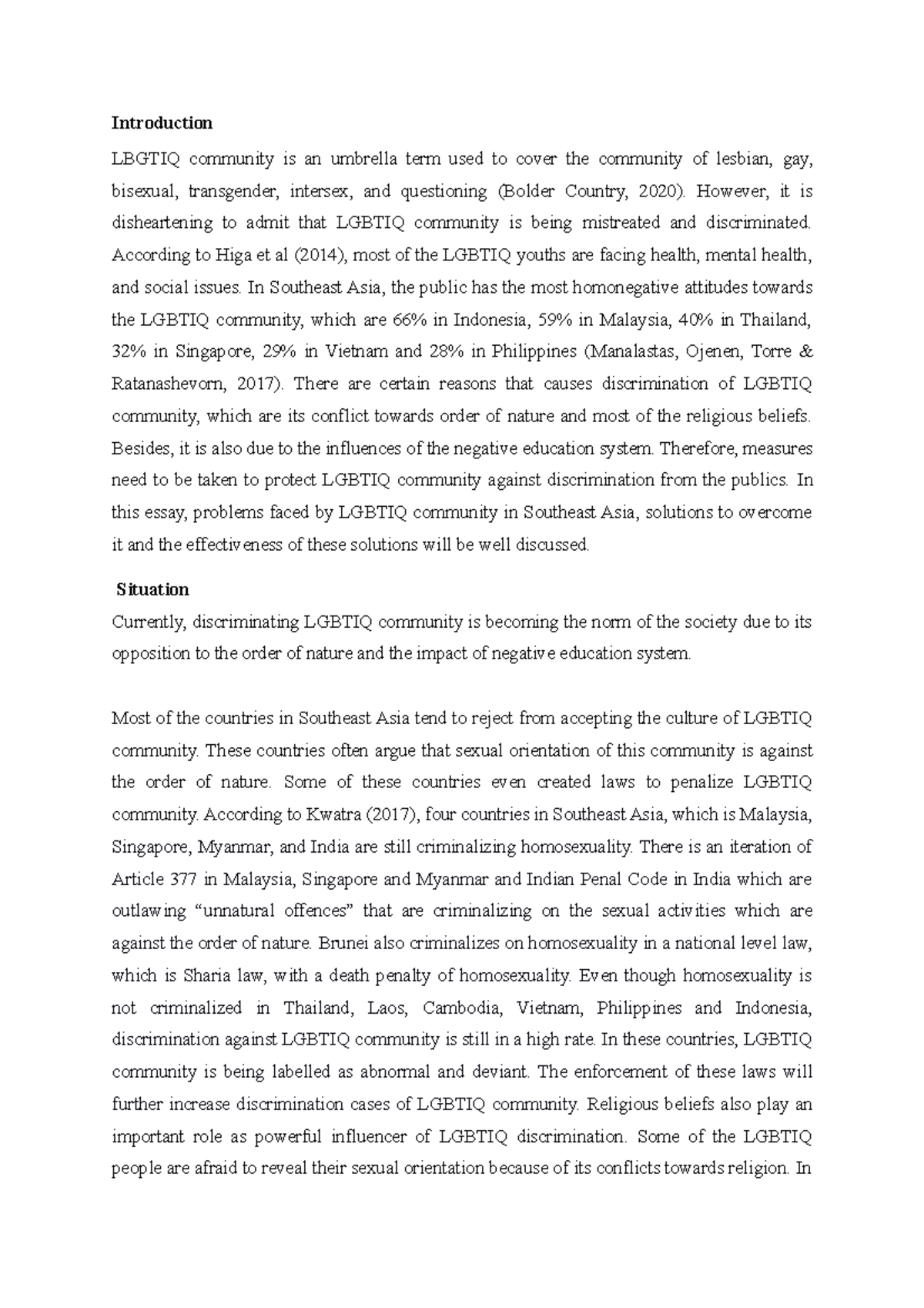 LGBT community Research Paper - Introduction LBGTIQ community is an ...