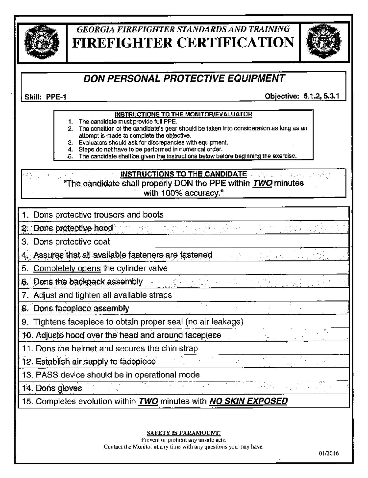 Ppe-1 - Fire Science - GEORGIA F IREFIGH TER S TANDARDS AND TRAINING ...