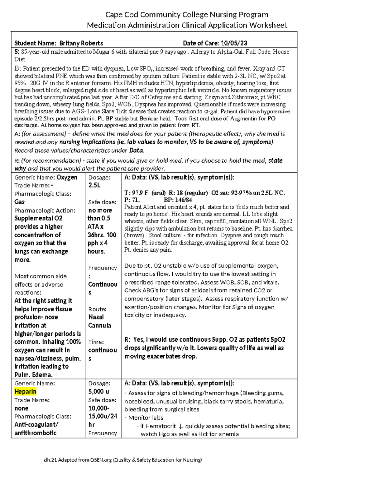 Med SBAR- medication - Cape Cod Community College Nursing Program ...