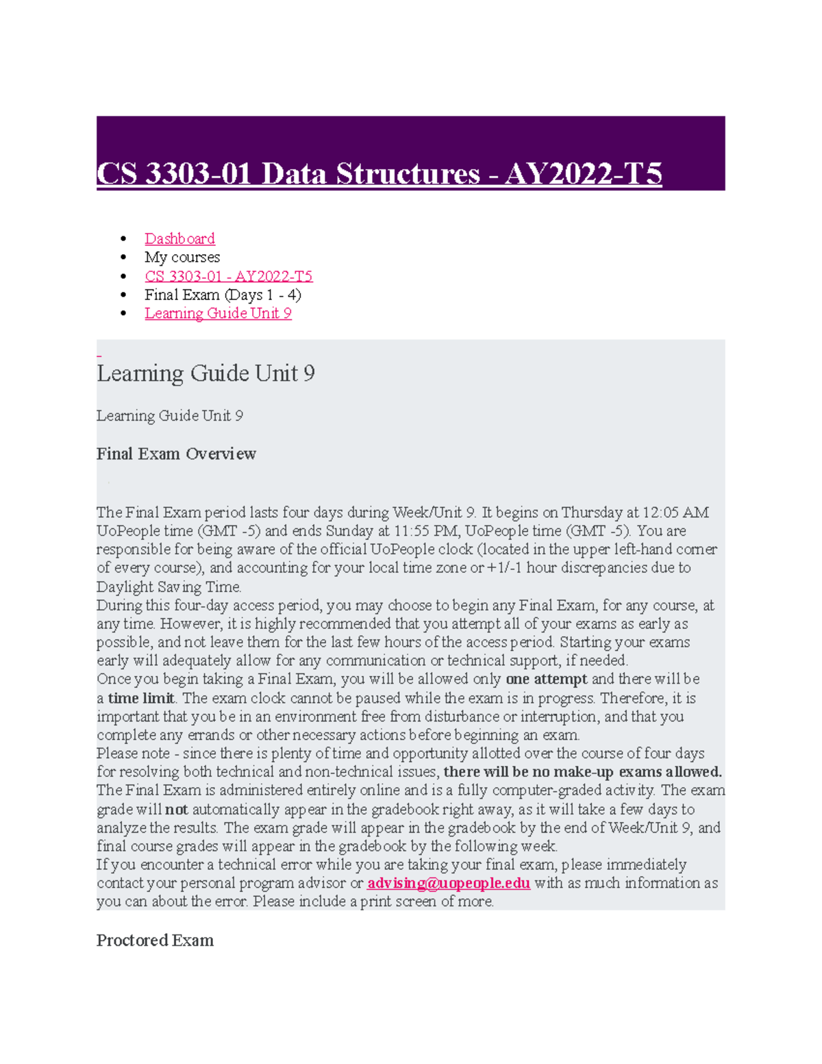 Learning Guide Unit 9 CS 3303 - CS 3303-01 Data Structures - AY2022-T Dashboard My courses CS ...